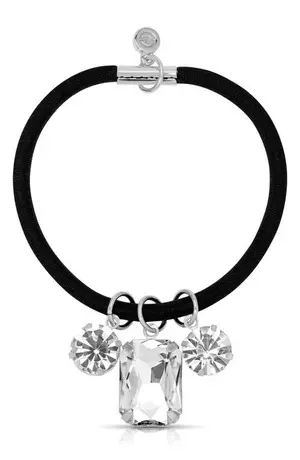Ettika Crystal Dangle Hair Tie - Silver