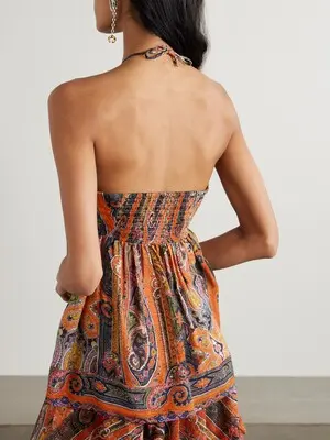 Isabel Marant Étoile Yickia Tiered Printed Silk-voile Halterneck Top