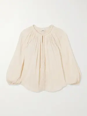 Isabel Marant Jenna Frayed Braided Cotton-gauze Blouse