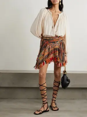 Isabel Marant Jenna Frayed Braided Cotton-gauze Blouse
