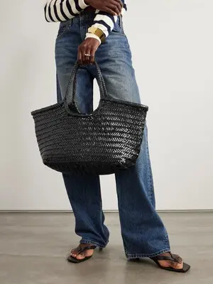 Dragon Diffusion Nantucket Large Woven Leather Tote - Black
