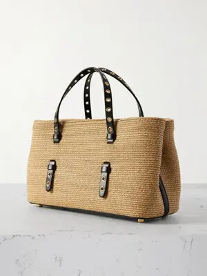 Alaïa Mena E/w Medium Eyelet-embellished Raffia Tote