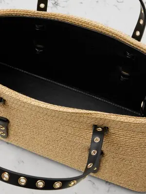 Alaïa Mena E/w Medium Eyelet-embellished Raffia Tote