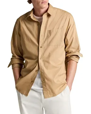 Vince Poplin Button Front Shirt - Beige