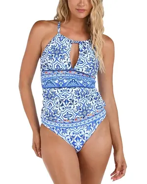 La Blanca Alboran High Neck Tankini Top - Blue