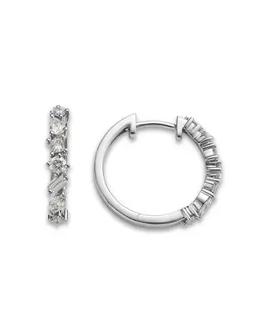 Bloomingdale'S Diamond Hoop Earrings 0.58 Tcw In Platinum