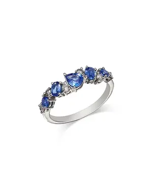 Bloomingdale'S Sapphire And Diamond Band Ring - Blue/white
