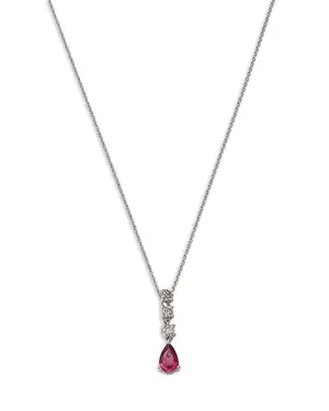 Bloomingdale'S Ruby & Diamond 14k White Gold Linear Pendant Necklace - Red/white