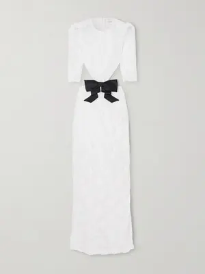 SHUSHU/TONG Cutout Bow-embellished Lace Gown - White