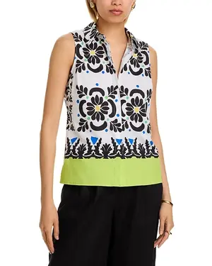 T Tahari Sleeveless Button-down Blouse
