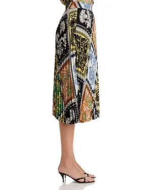 T Tahari Pull On Pleated Printed Skirt