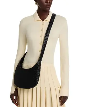 Bottega Veneta Intrecciato Leather Crossbody Bag - Nero/ash