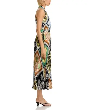 T Tahari Printed Halter Neck Midi Dress