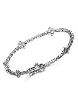 Bloomingdale'S Diamond Clover Station Bracelet - White