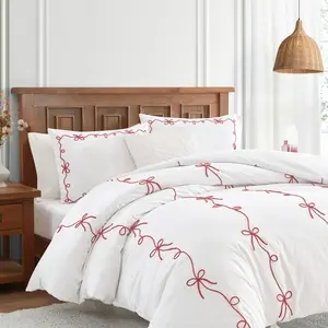 PERI HOME Sasha Bows Comforter Set, Twin - Red/white