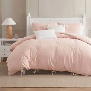 PERI HOME Sasha Bows Duvet Cover Set, Twin - Blush
