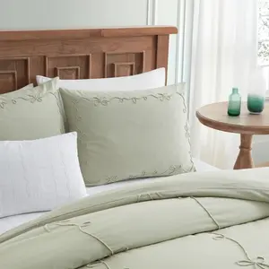 PERI HOME Sasha Bows Duvet Cover Set, Twin - Green