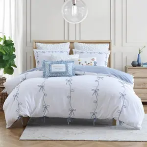 PERI HOME Sasha Bows Duvet Cover Set, Full/queen - Blue