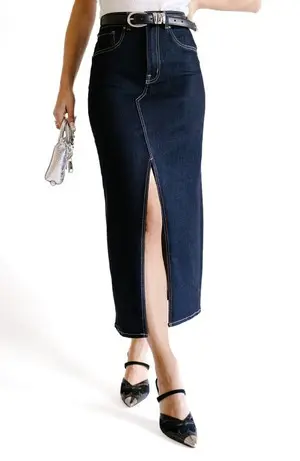 Fidelity Denim X @closetchoreography Take Two Front Slit Skirt