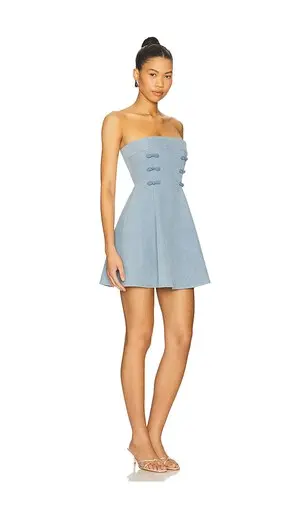 SAU LEE Strapless Denim Dress With Bow Detail