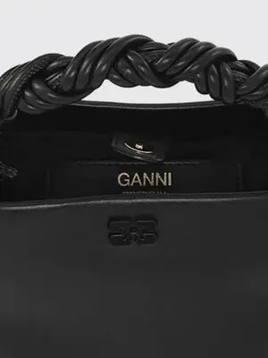 GANNI Mini Recycled Leather Handbag With Butterfly Logo And Braided Handle - Grey