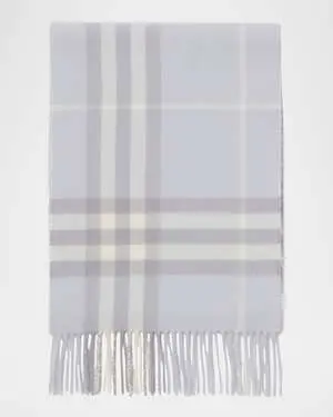 Burberry Giant Check Cashmere Scarf Mist Blue