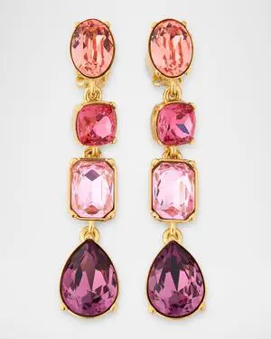 Oscar De La Renta Four Drop Crystal Earrings - Pink Multi