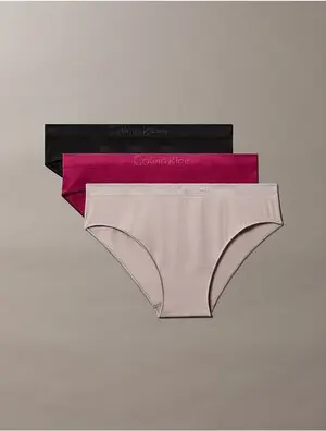 Calvin Klein Bonded Flex 3-pack Mid-rise Bikini - Black / Mink / Beet Red