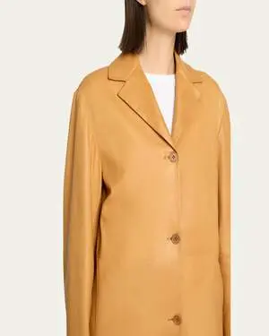 THE ROW Fabian Leather Jacket - Brown