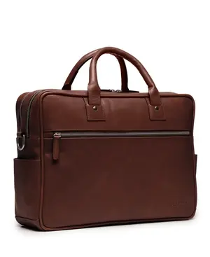 KORCHMAR Leather Laptop Briefcase - Brown