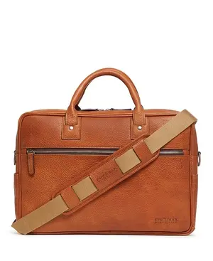 KORCHMAR Leather Laptop Briefcase - Pebbled Tan