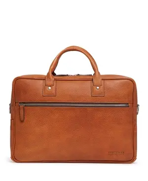 KORCHMAR Leather Laptop Briefcase - Pebbled Tan