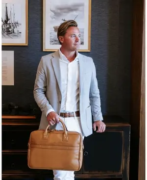 KORCHMAR Leather Laptop Briefcase - Tan