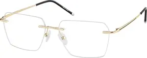 Zenni Square Rimless Metal Frame Glasses - Gold