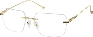 Zenni Square Rimless Metal Frame Glasses - Gold