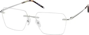 Zenni Square Rimless Metal Frame Glasses - Silver