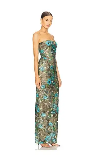 BRONX AND BRONCO Dahlia Maxi Dress - Teal Multi