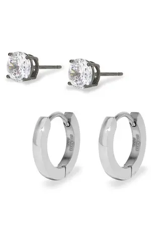 BROOK & YORK Hoops & Cubic Zirconia Stud Earrings Set