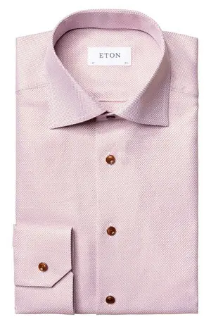 Eton Classic Fit Red Cotton Dobby Dress Shirt - Medium Red