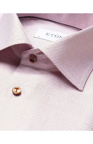 Eton Classic Fit Red Cotton Dobby Dress Shirt
