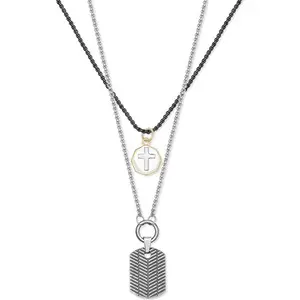 BROOK & YORK Chevron Dog Tag Pendant Necklace - Silver
