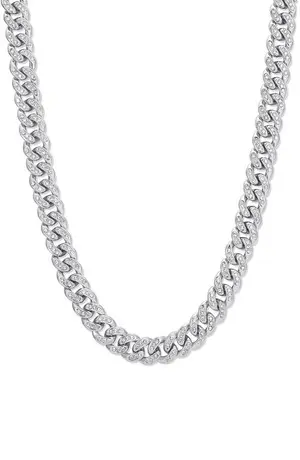 BROOK & YORK Cubic Zirconia Chain Link Necklace - Silver