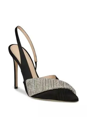 HIBOURAMA 100mm Crystal-embellished Slingback Pumps