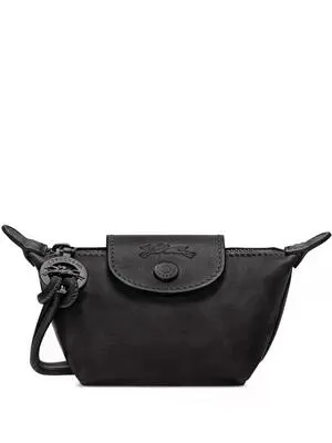 Longchamp Embossed Leather Pouch - Black
