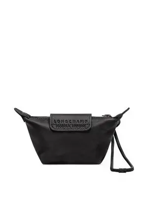 Longchamp Embossed Leather Pouch - Black