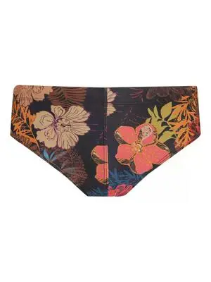 AMIR SLAMA Floral-print Swim Briefs - Black