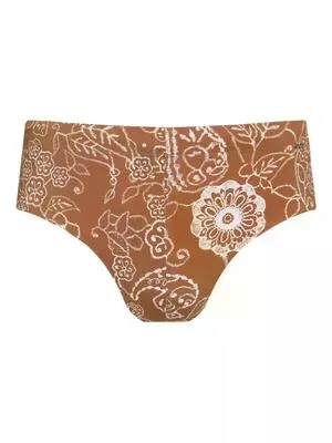 AMIR SLAMA Floral-print Swim Briefs - Brown