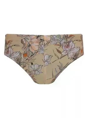 AMIR SLAMA Floral-print Swim Briefs - Neutrals