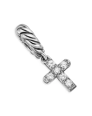 David Yurman Sterling Silver And Diamond Cross Amulet - White
