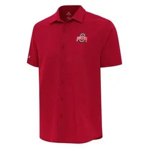 ANTIGUA Ohio State Buckeyes Activate Woven Short Sleeve Button-down Shirt